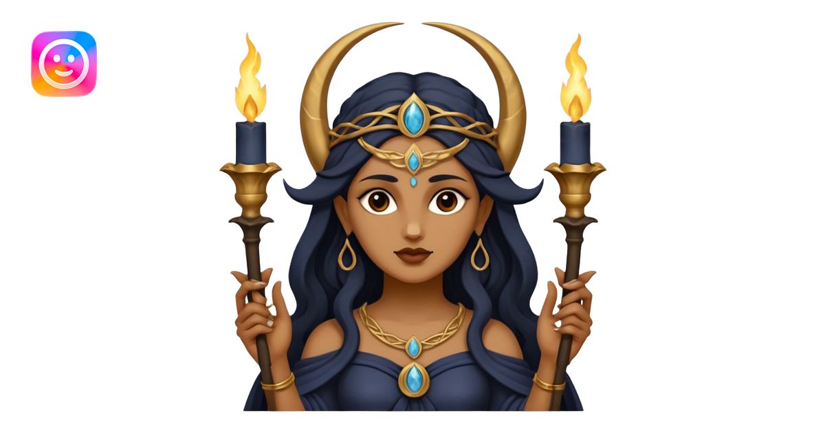 The goddess Hecate with 3 heads holding two torches the front head with ...