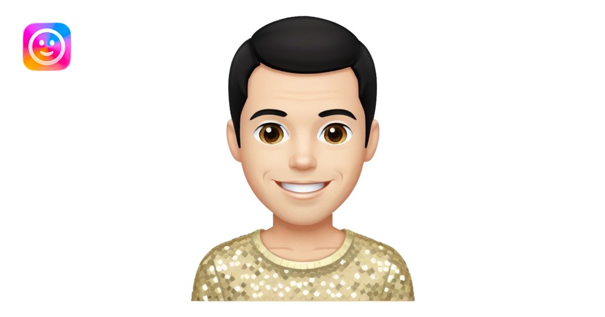 Steve O from Jackass with black hair, cream sequin outfit emoji | AI ...