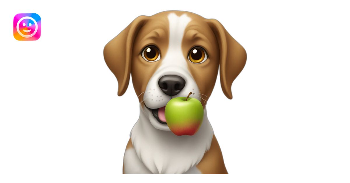 Dog with apple emoji | AI Emoji Generator