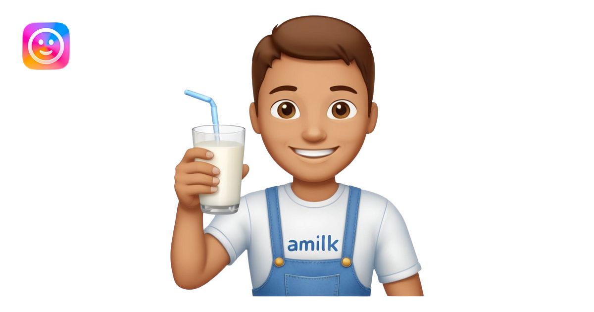 carton style character with ''AMILK'' written on them emoji | AI Emoji ...