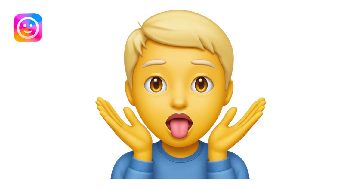 Sticking tongue out with hands gliding through yellow emoji emoji | AI ...