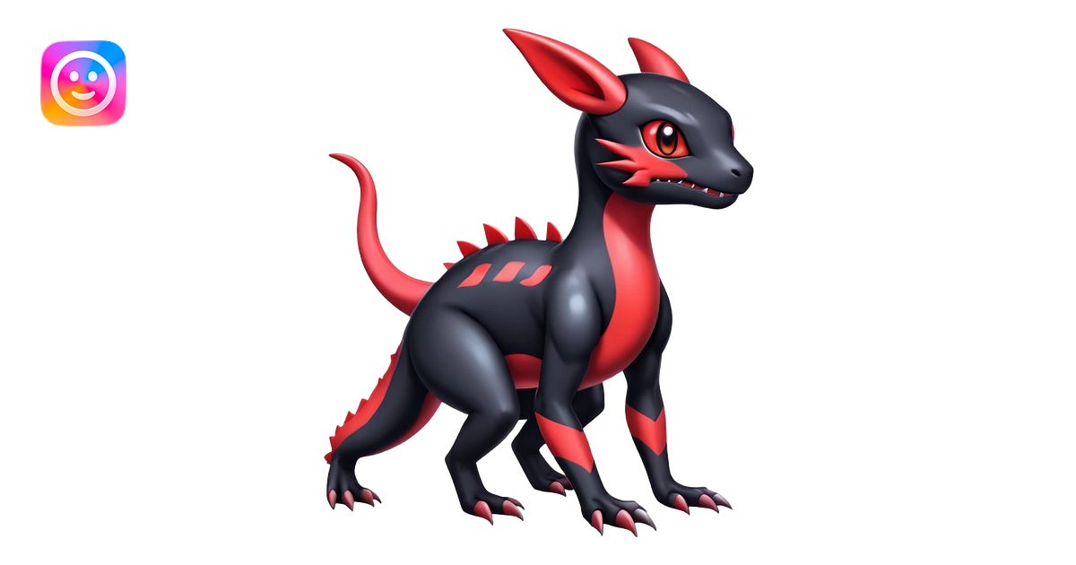 Cute Shiny Guilmon-Salandit-Umbreon-Fakémon-hybrid-creature (full body ...