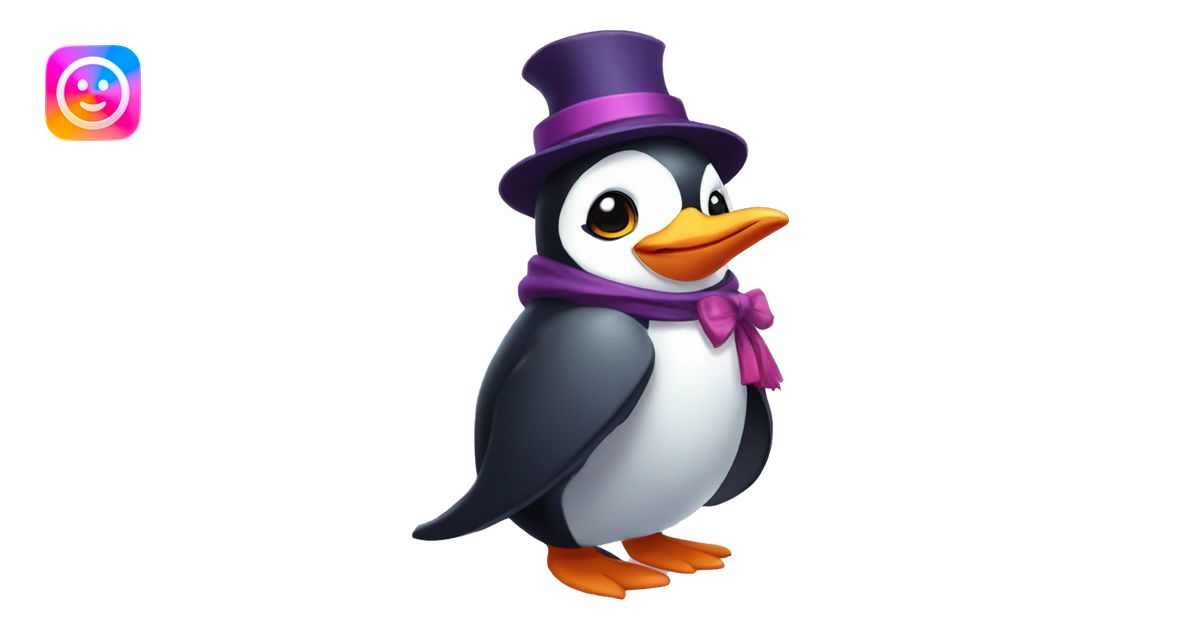 penguin mage cute little in love emoji | AI Emoji Generator