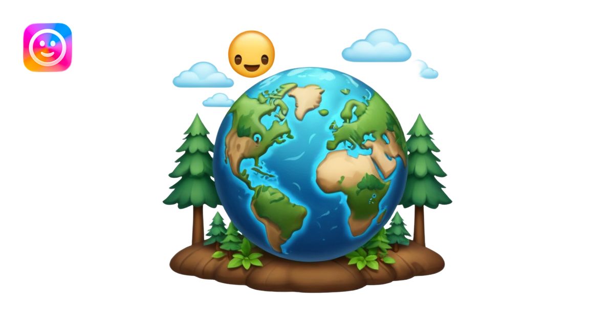 Generate a realistic emoji-style icon of the Earth with forests, oceans ...