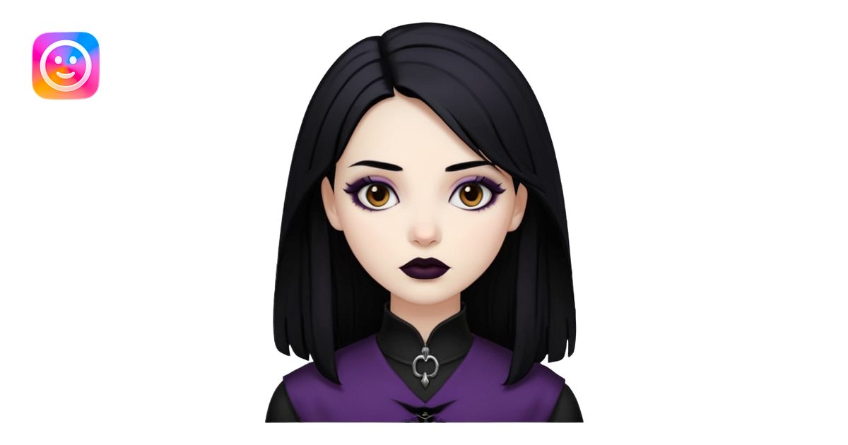 Goth girl black hair brown eyes emoji | AI Emoji Generator
