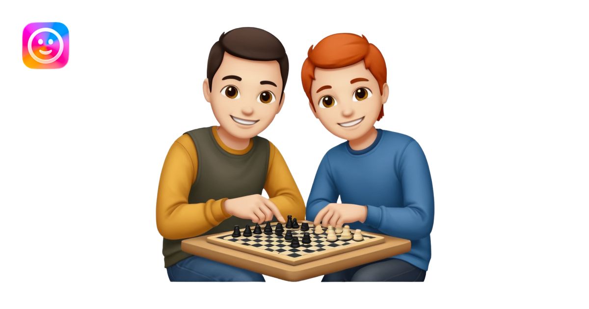 Two friends playing checkers emoji | AI Emoji Generator