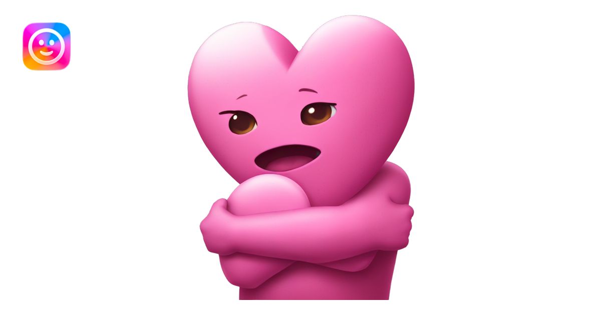 Pink heart hug emoji | AI Emoji Generator