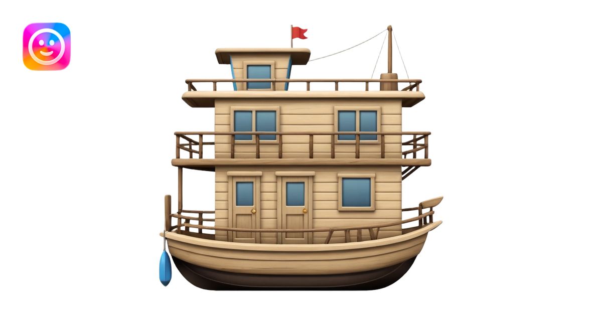Simple monotone houseboat emoji | AI Emoji Generator