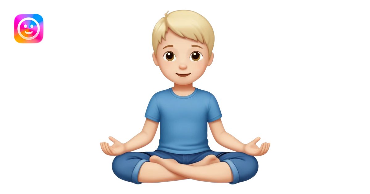 child sitting cross-legged on the floor, cheerful and calm emoji | AI ...