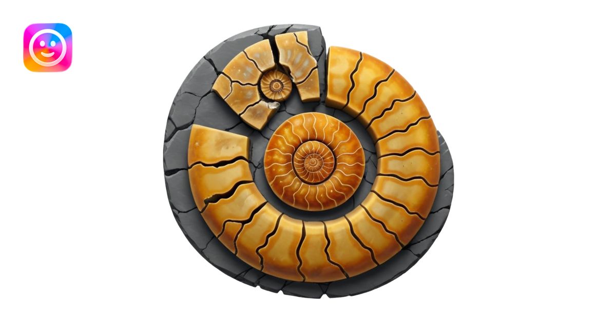 3D render of Ammonite, embedded in a chunk of rough sedimentary rock ...