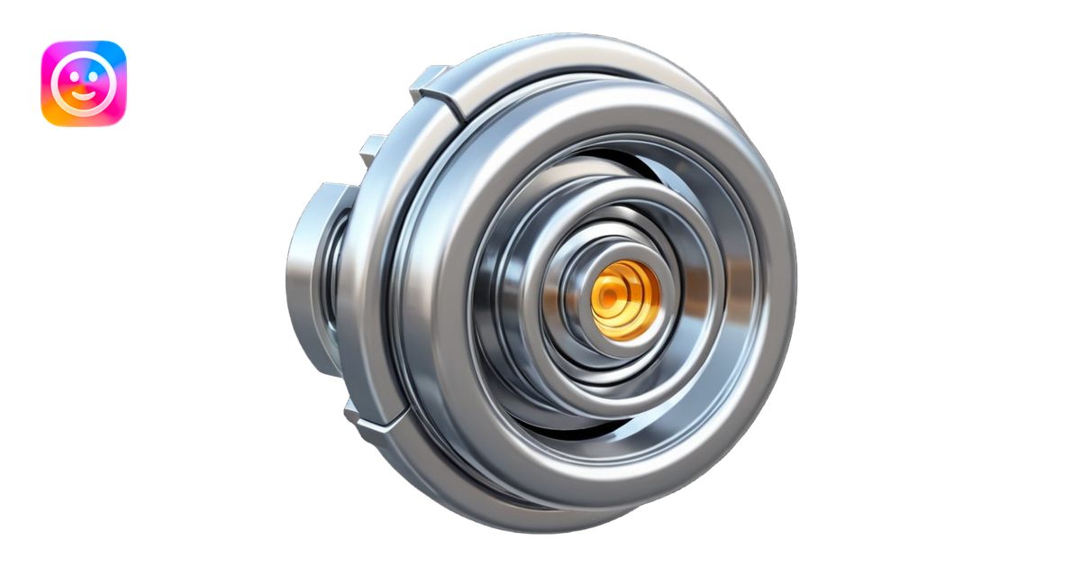 “Futuristic engine emoji, solid thick metal form, visible motion ...