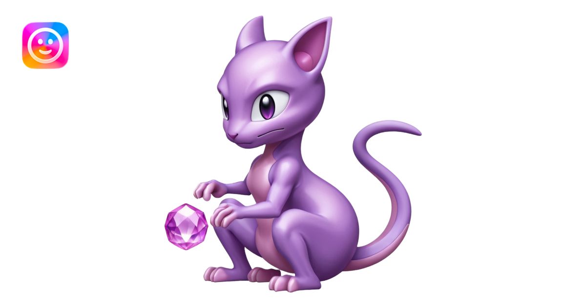 Pokemon legendary purple and pink crystal mewtwo emoji | AI Emoji Generator