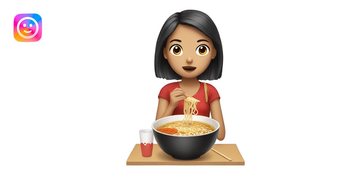 Girl eating ramen emoji | AI Emoji Generator
