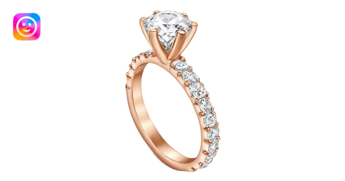 Rose gold engagement ring with round diamond emoji | AI Emoji Generator