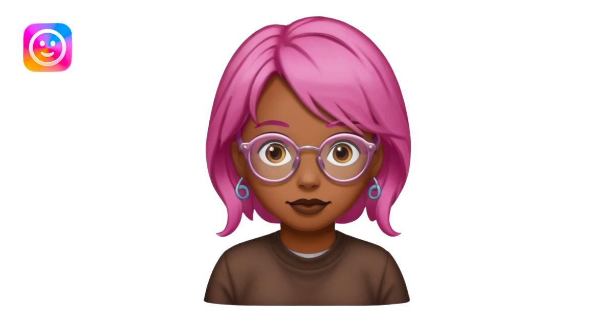 Chica con pelo rosa, gafas de forma de caca y una orquilla de caca ...