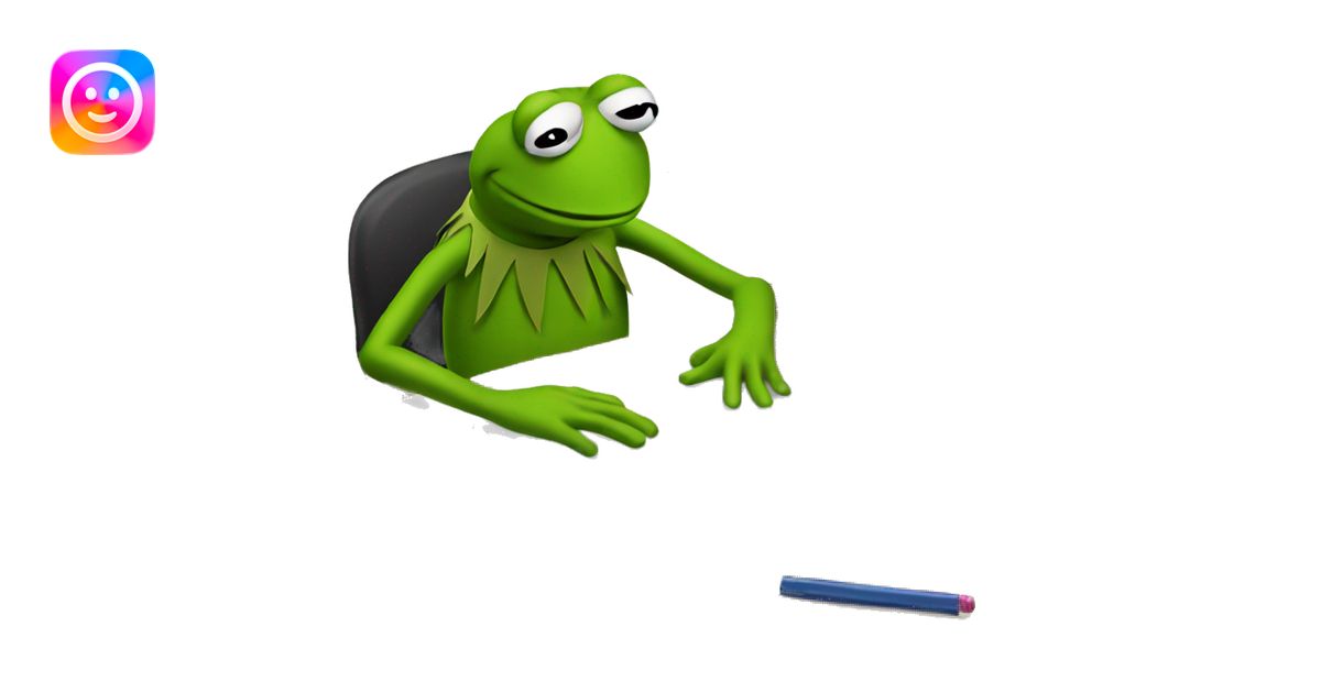 Kermit the Frog doing homework emoji | AI Emoji Generator