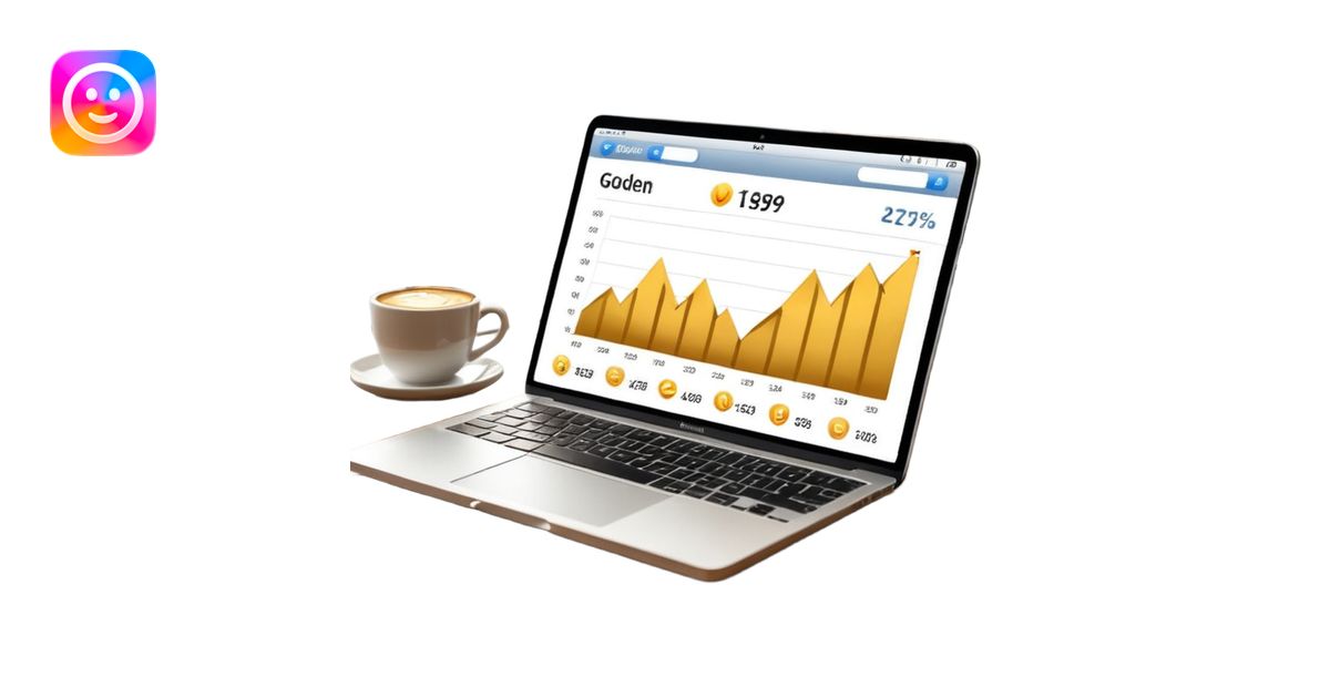 golden increasing charts in online shop admin dashboard on mac book ...