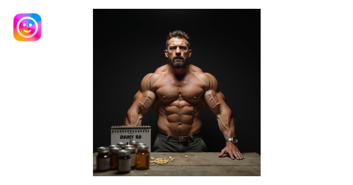 realistic muscular bodybuilder man with extremely dry and defined ...