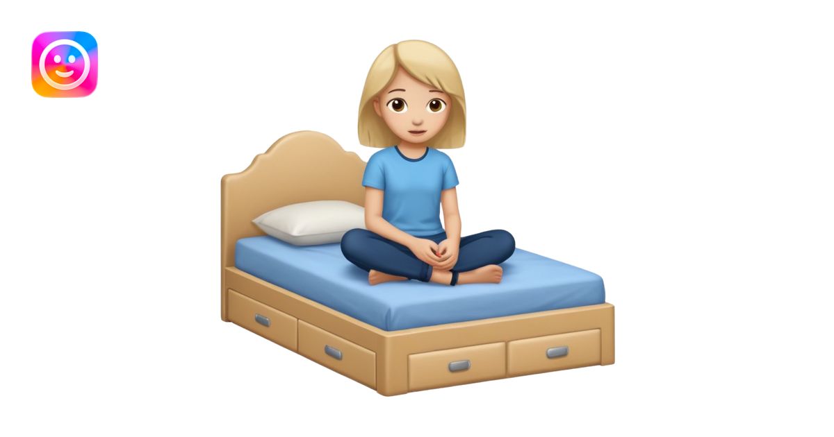 Jeune fille ado assise sur un lit emoji | AI Emoji Generator