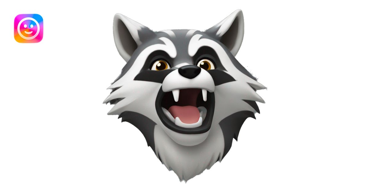 Howling raccoon head emoji | AI Emoji Generator