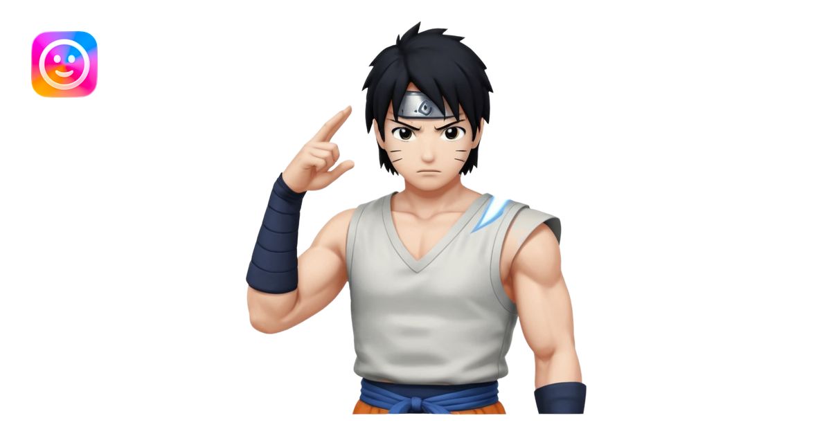 Sasuke on pose attack emoji | AI Emoji Generator