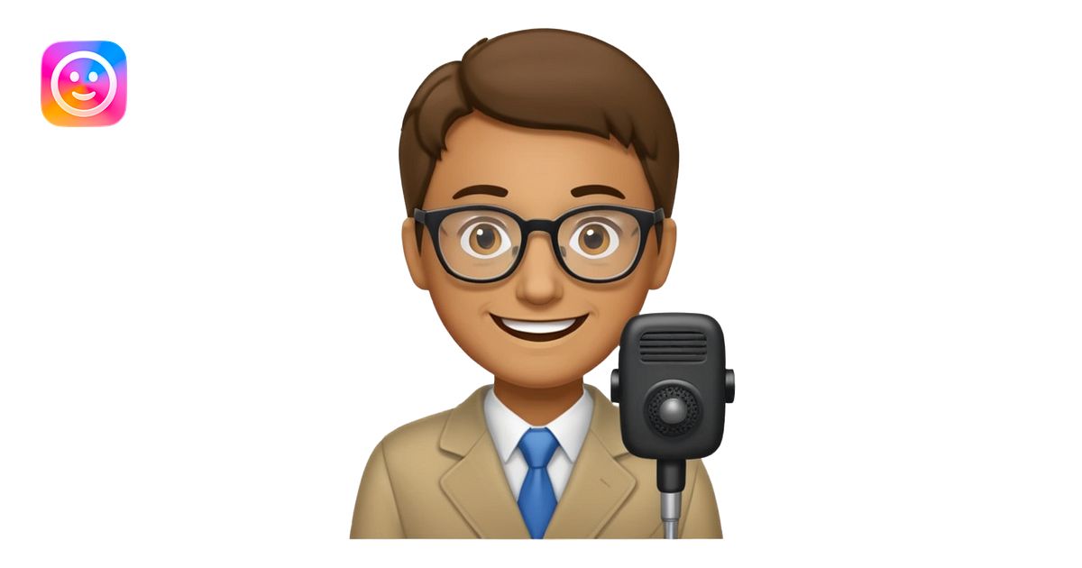 Un locutor de radio, moreno, con gafas emoji | AI Emoji Generator