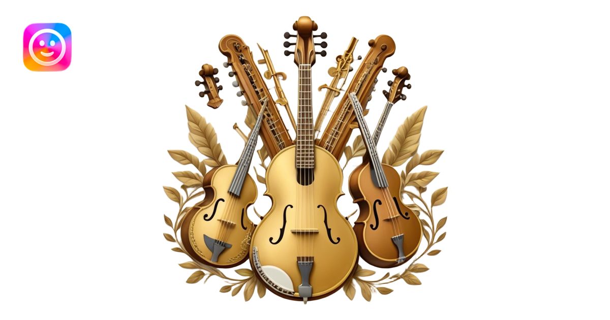Create a grand, heraldic-style emoji collage representing plucked ...