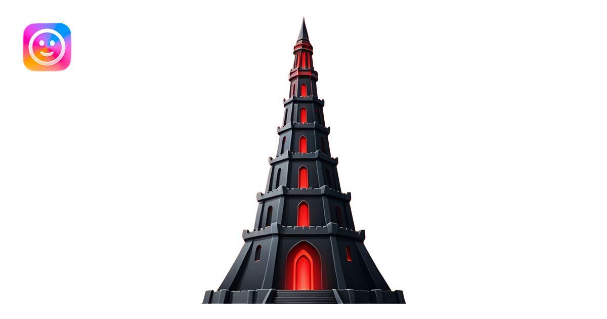 Barad Dúr from Lord of the Rings, Dark, giant Tower, with red beams ...
