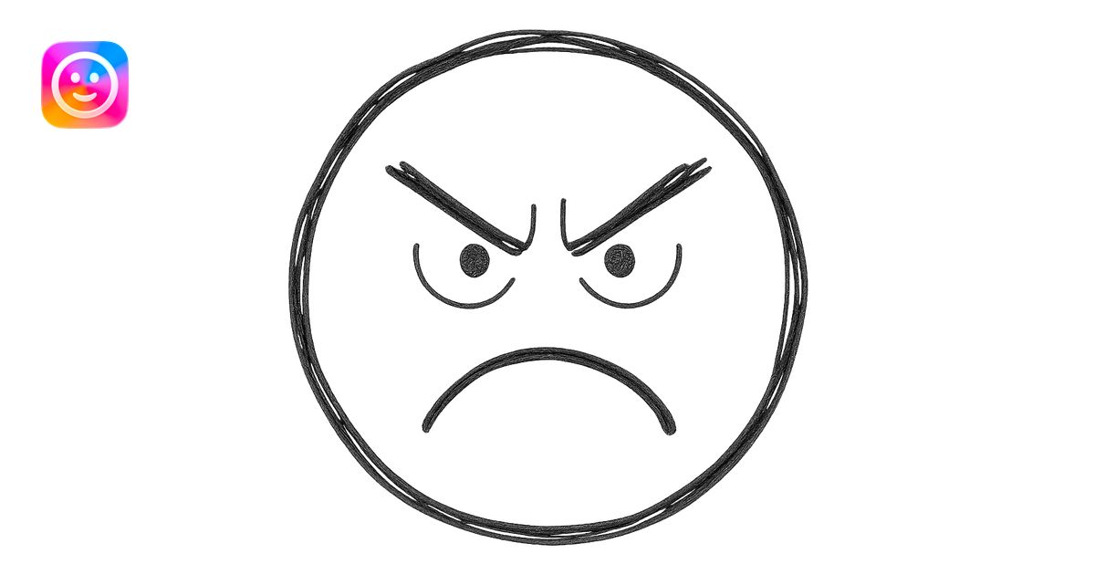 angry face, hand drawn, sketchy lines icon | AI Emoji Generator