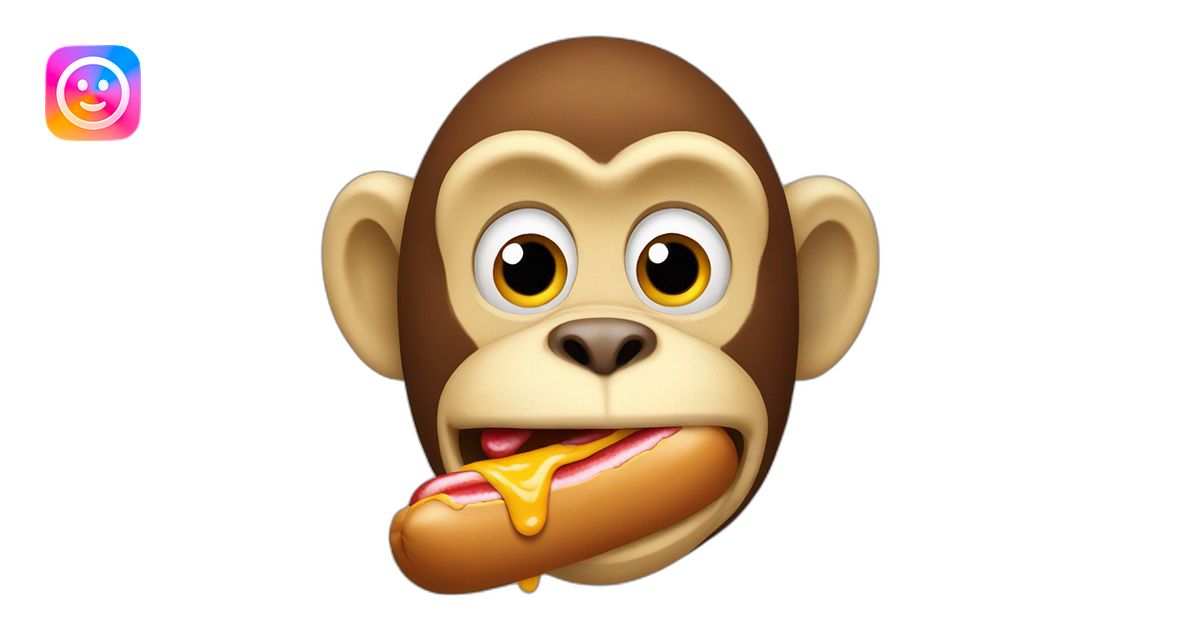 Monkey eating hotdog emoji | AI Emoji Generator