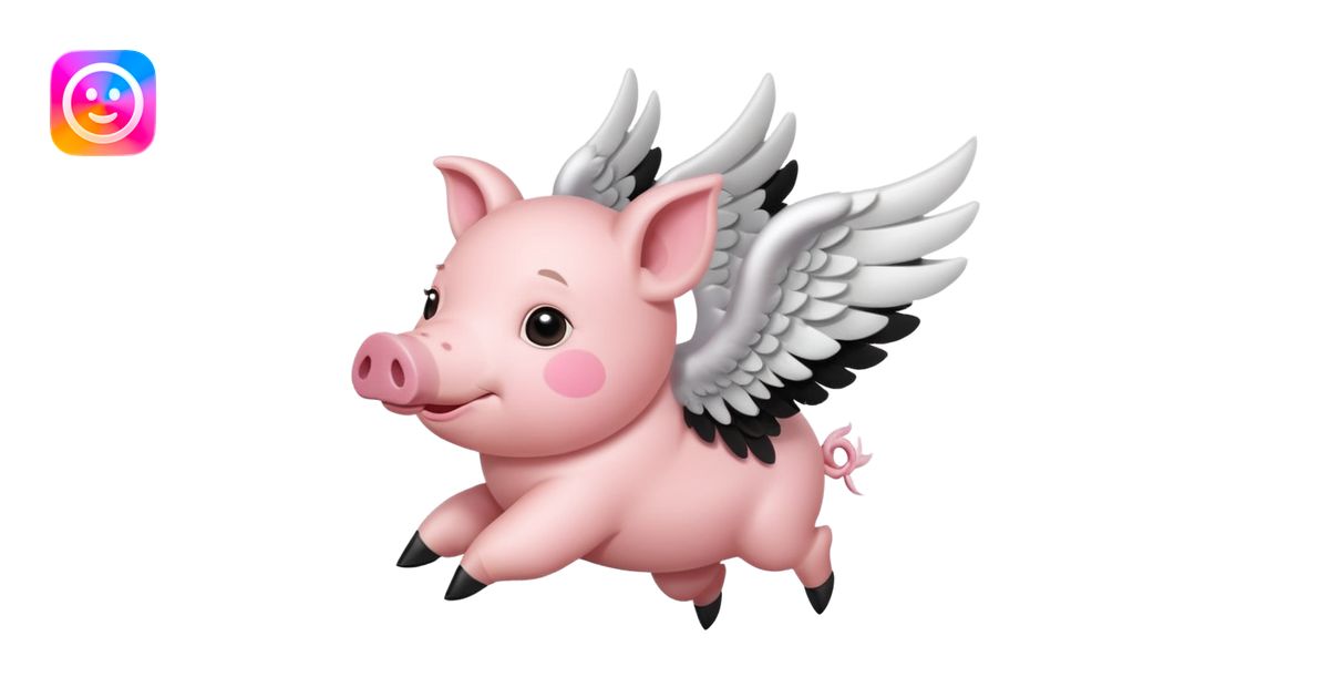 Pigs fly with white wings emoji | AI Emoji Generator