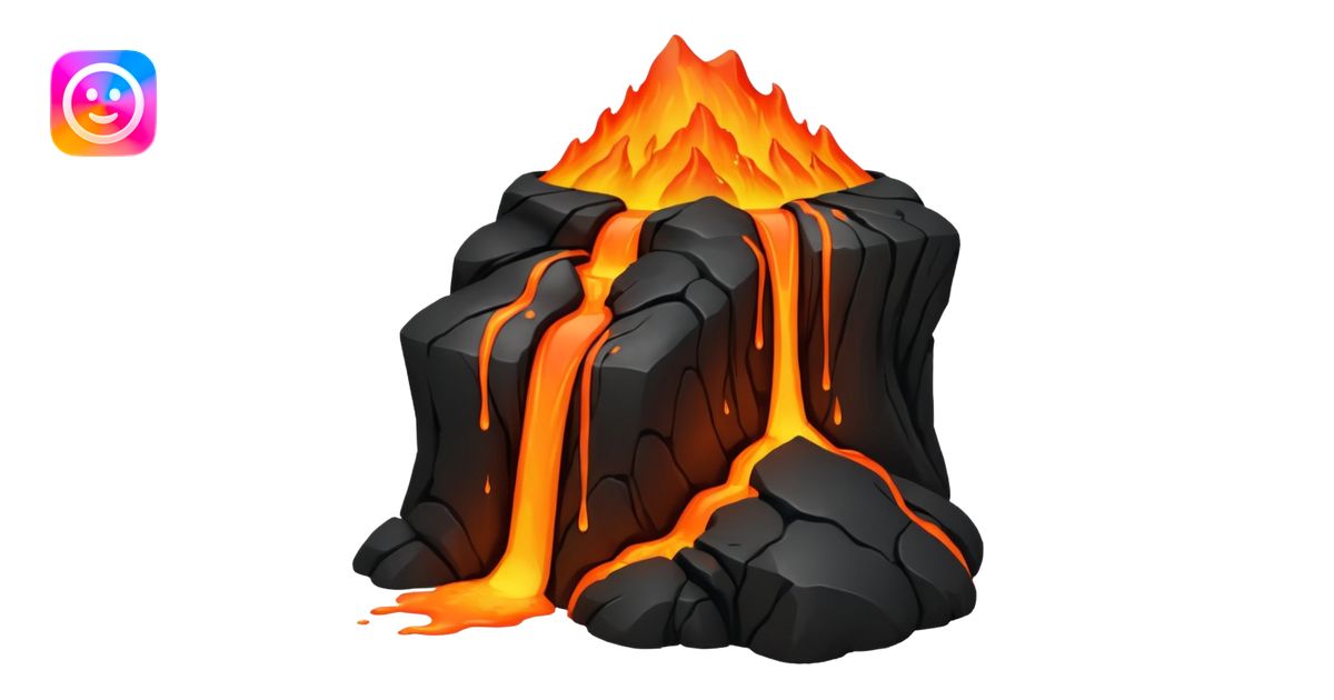 A lava flow spilling slowly over blackened rocks. emoji | AI Emoji ...