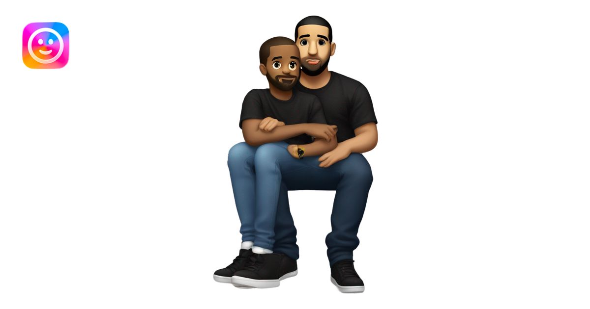 Drake sitting on Kendrick’s lap emoji | AI Emoji Generator