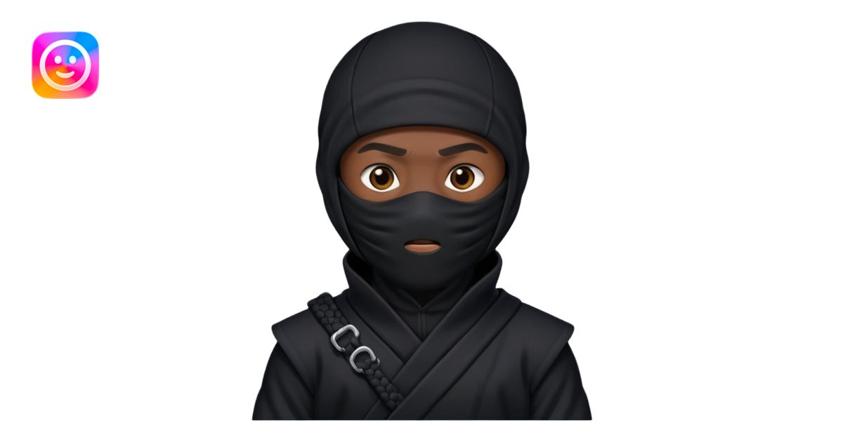 Ninja covering his face with black ninja suite. emoji | AI Emoji Generator
