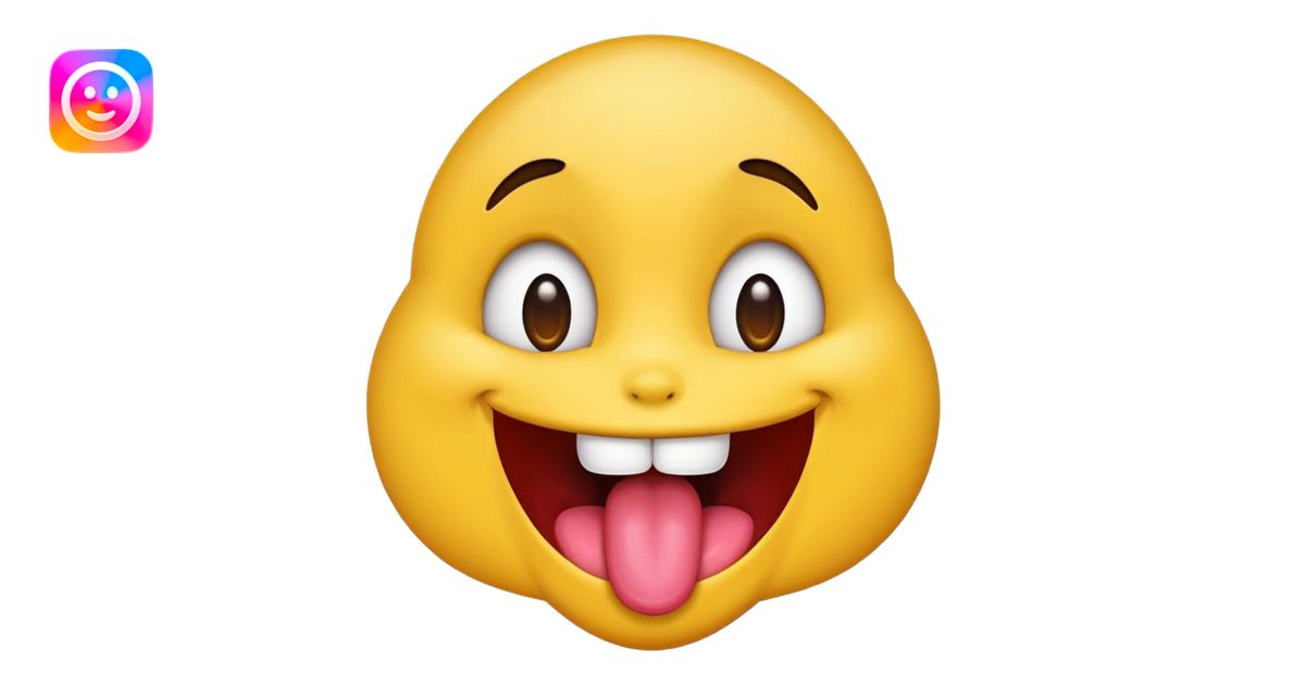 emoji with wide open eyes, big smile, drooling and tongue hanging out ...