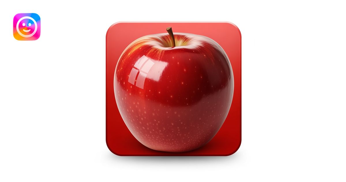 realistic shiny red apple icon in skeuomorphism style with subtle ...