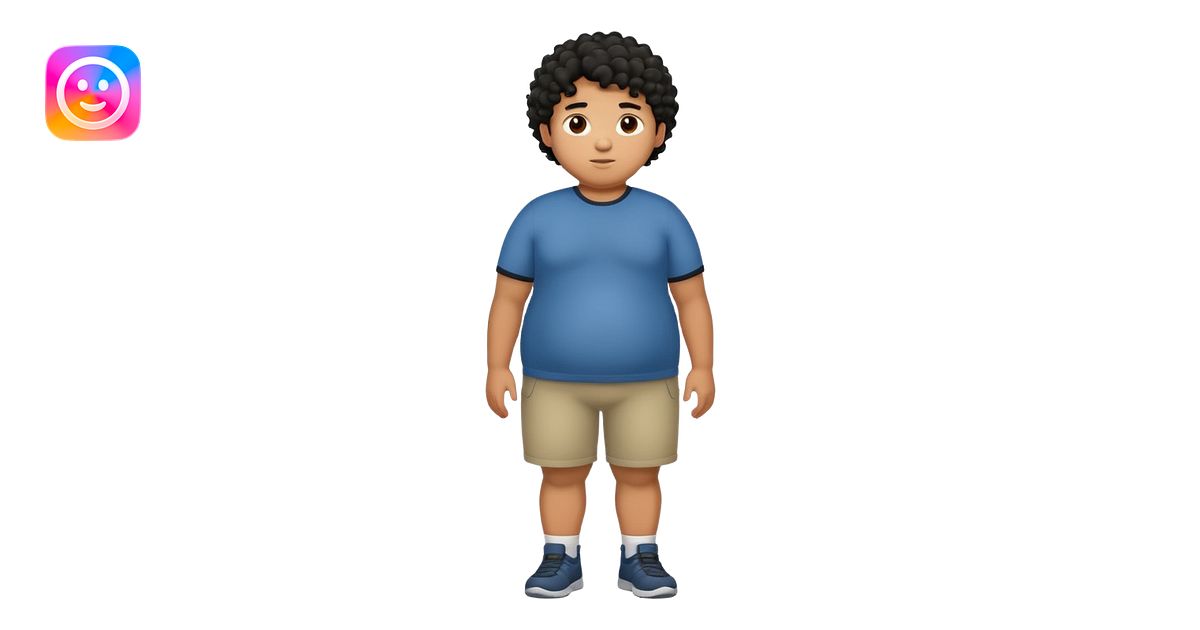 fat person emoji but make him brown skin and curly black hair make it a ...
