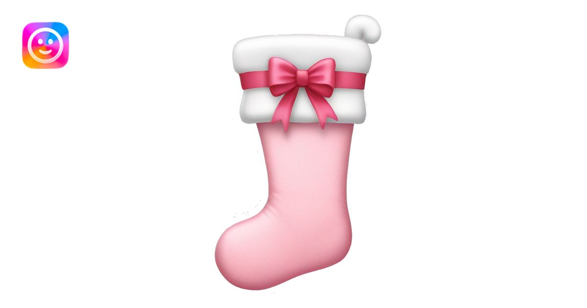 light pink Christmas stocking with bow emoji | AI Emoji Generator