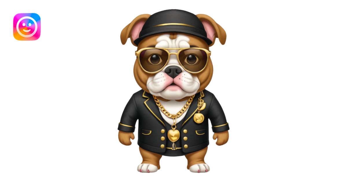 Bulldog in pimp outfit emoji | AI Emoji Generator