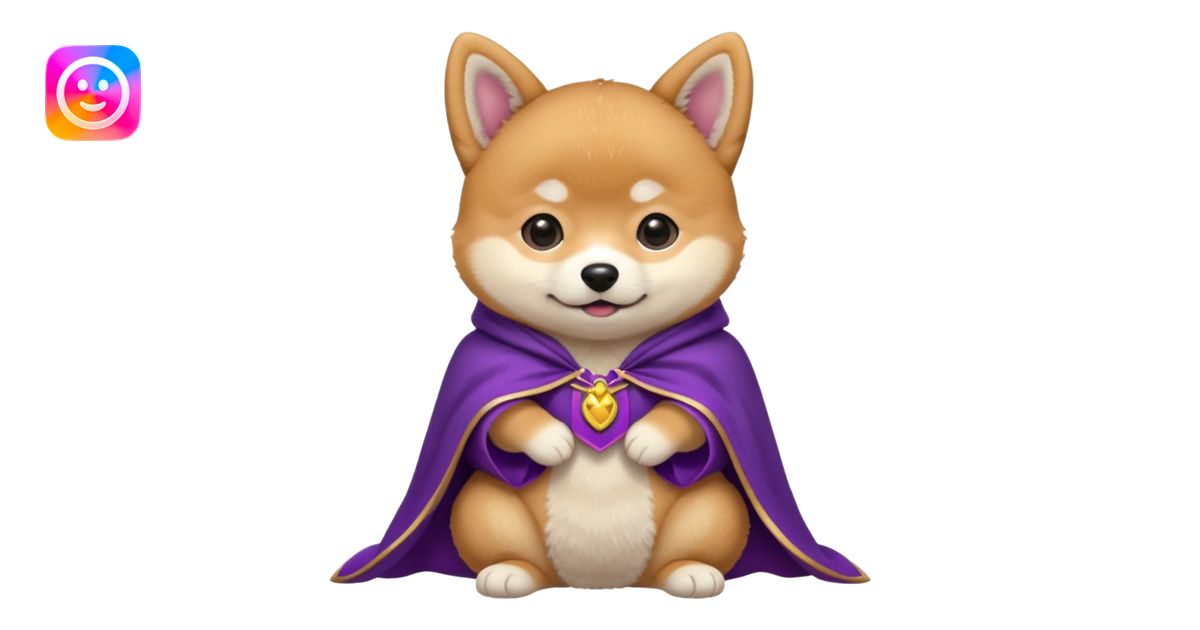 baby shiba dog, in magic purple cloak emoji | AI Emoji Generator