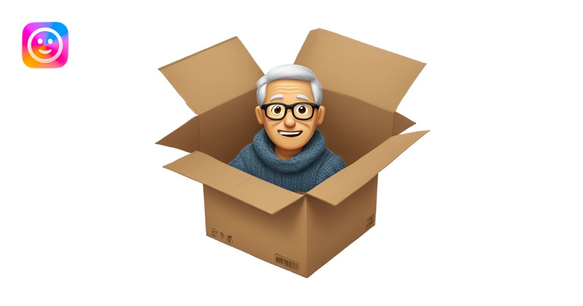 A grandad stuck in a box emoji | AI Emoji Generator