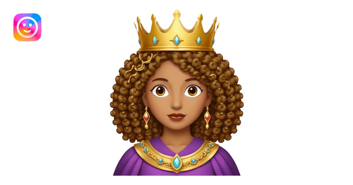 Chica piel morena con cabello rizado 👩🏽‍🦱 con corona 👸🏽 emoji | AI ...