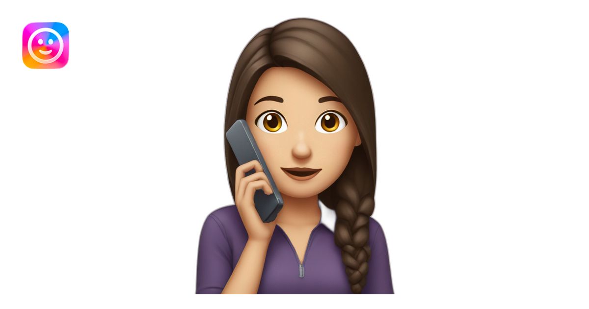brunette girl with a phone, girl with a computer emoji | AI Emoji Generator