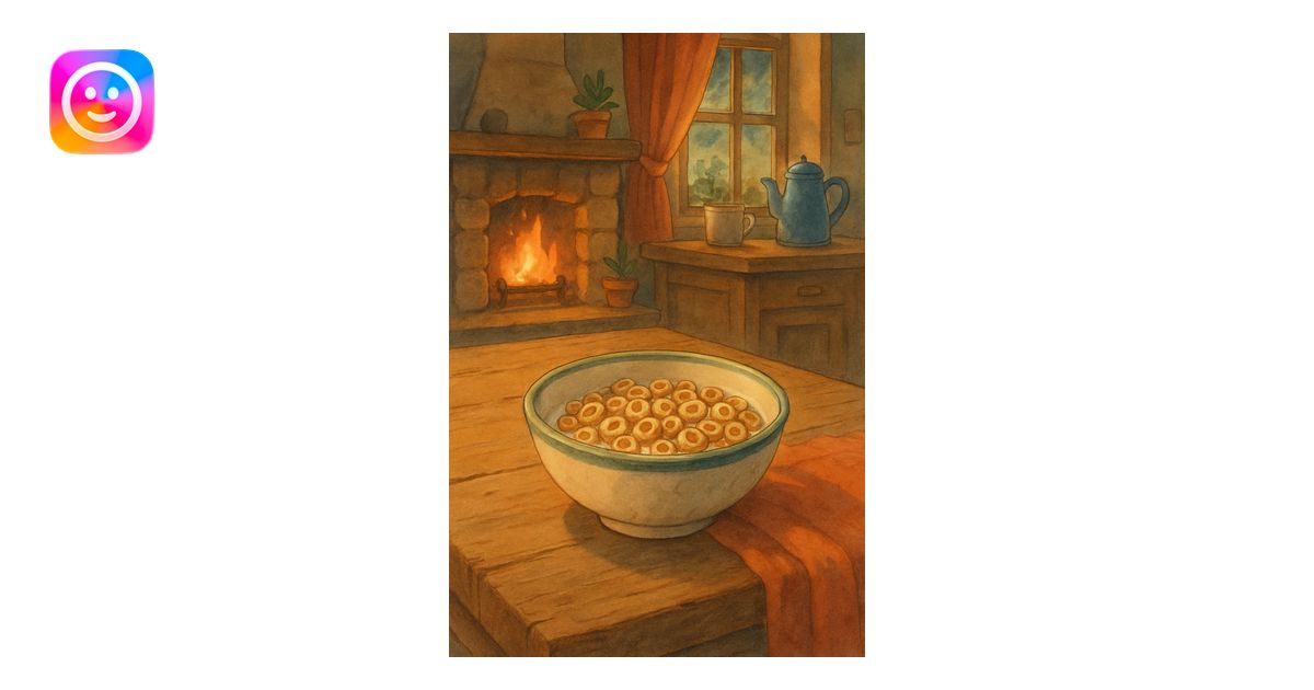 bowl of cheerios, cozy illustration | AI Emoji Generator