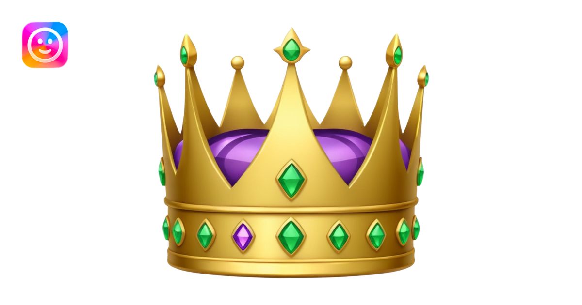 crown emoji, simple, gold, shiny, with green and purple jewels emoji ...
