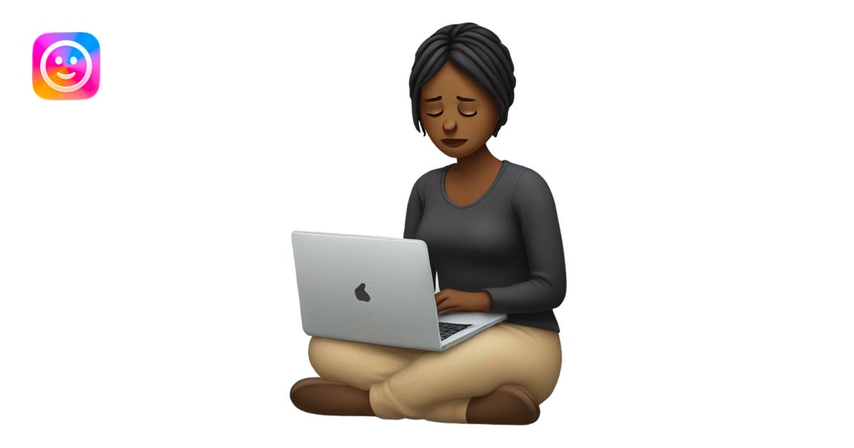 feeling sad women with laptop on lap emoji | AI Emoji Generator