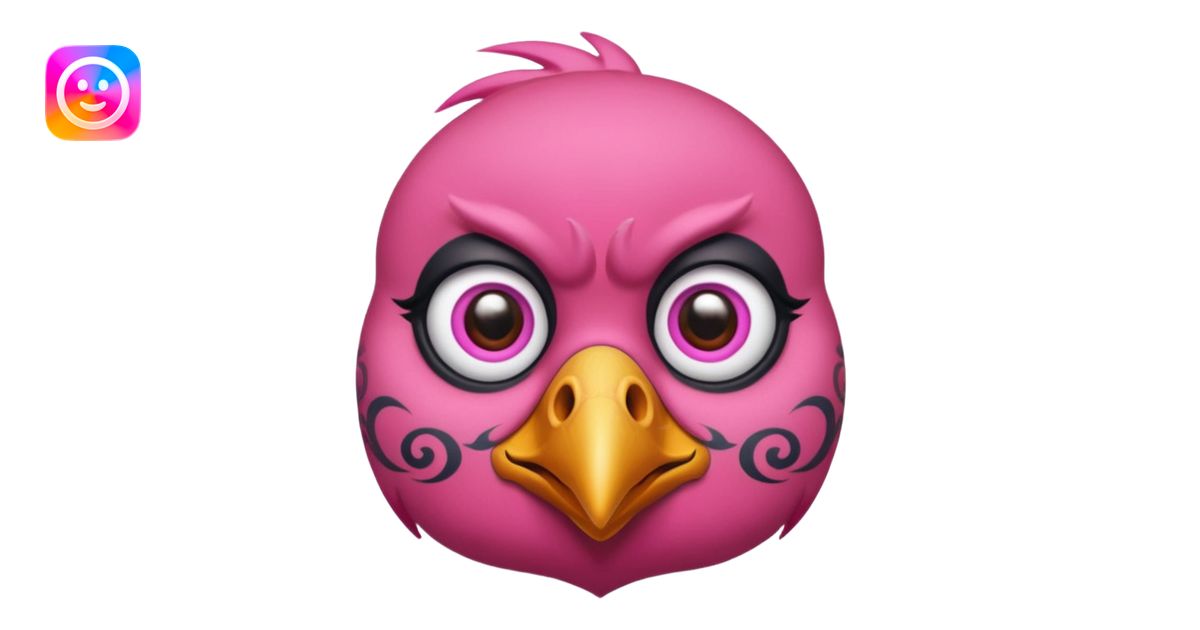 pink bird with piercings and excessive face tattoos two eyes emoji | AI ...