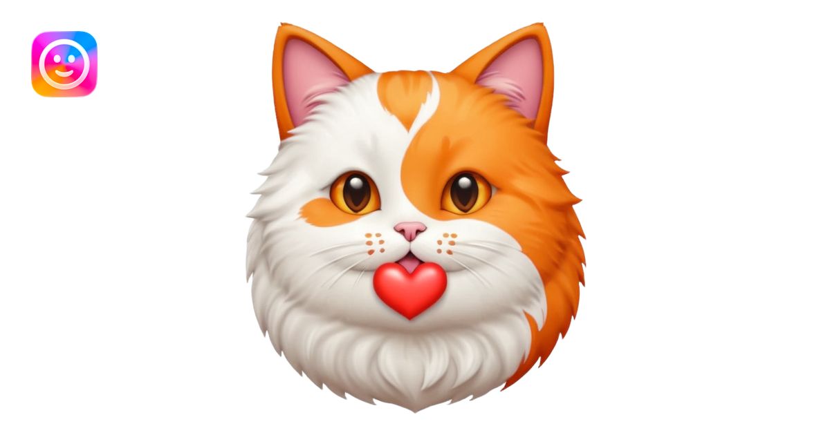 A cute circular cat blowing a smooch kiss with heart and little bite on ...