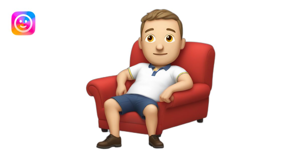 tim robinson very tired laying down on a red couch in a white polo ...