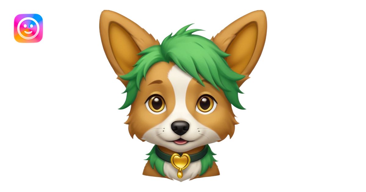 green haired dog with big ear piercing on tip of the ear emoji | AI ...